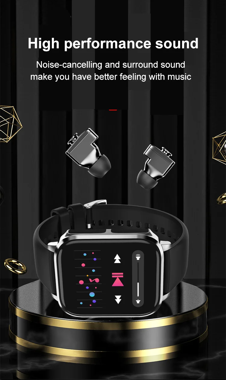 1.8 Inches Full Touch Screen Smart Watch With Earbuds High Performance ...