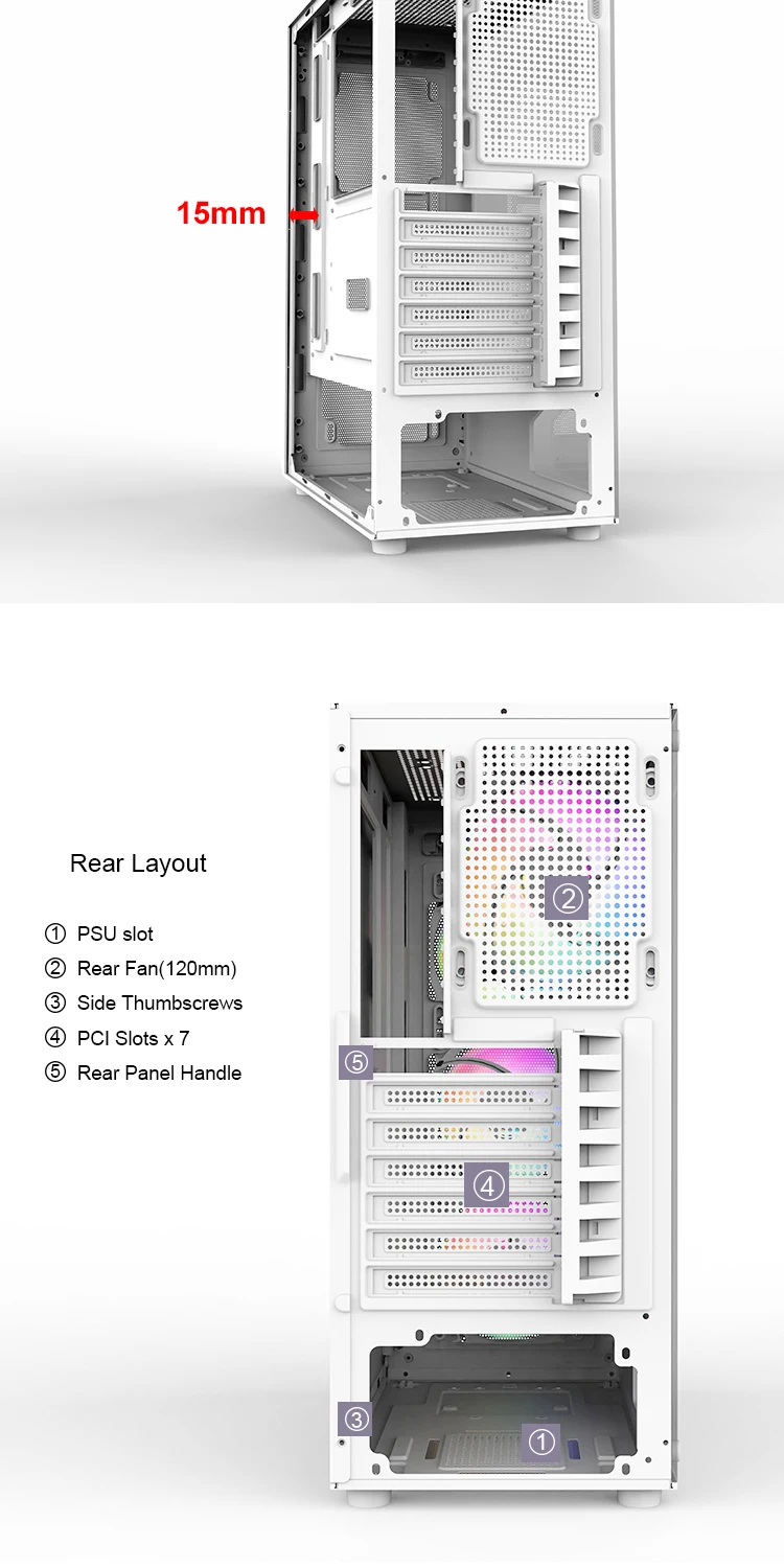 ATX PC Tower with RGB Fans, USB3.0, and Tempered Glass
