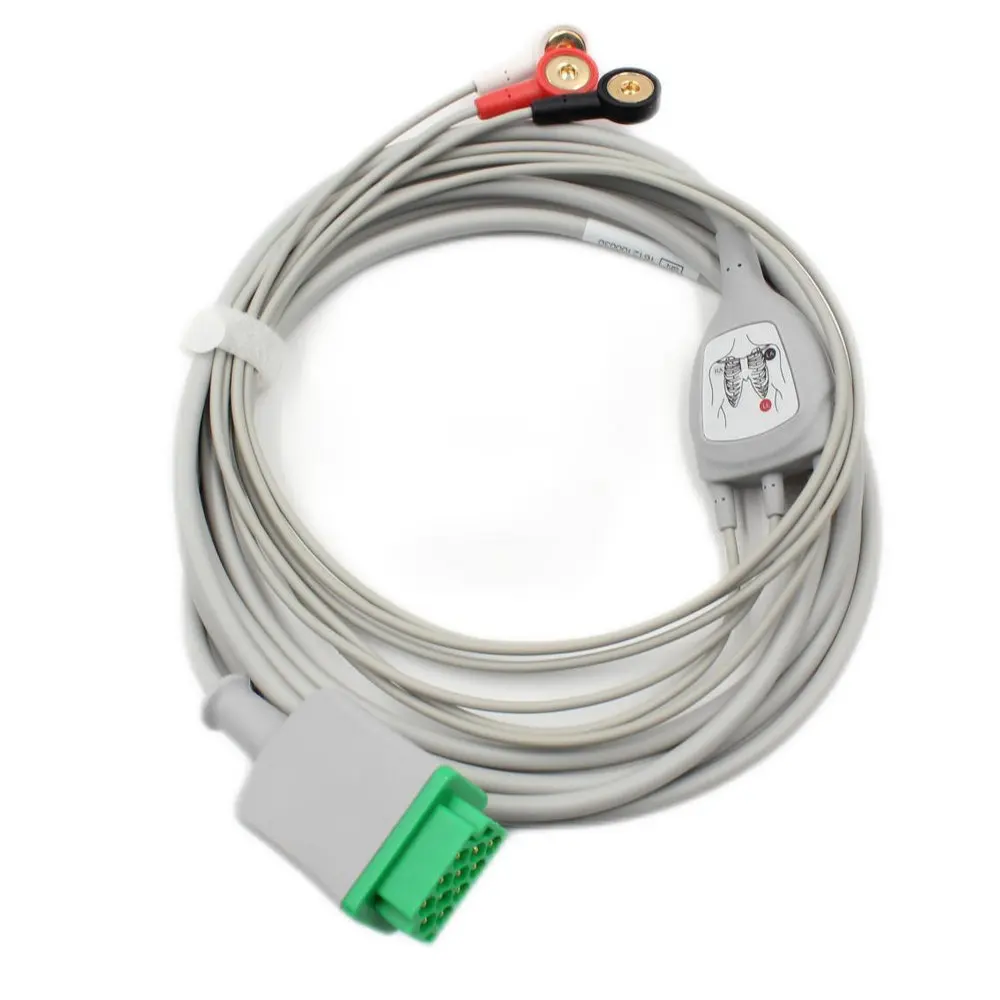 Plinma Medical Accessories Direct-connect Ecg Cable 3 Leads Snap ...