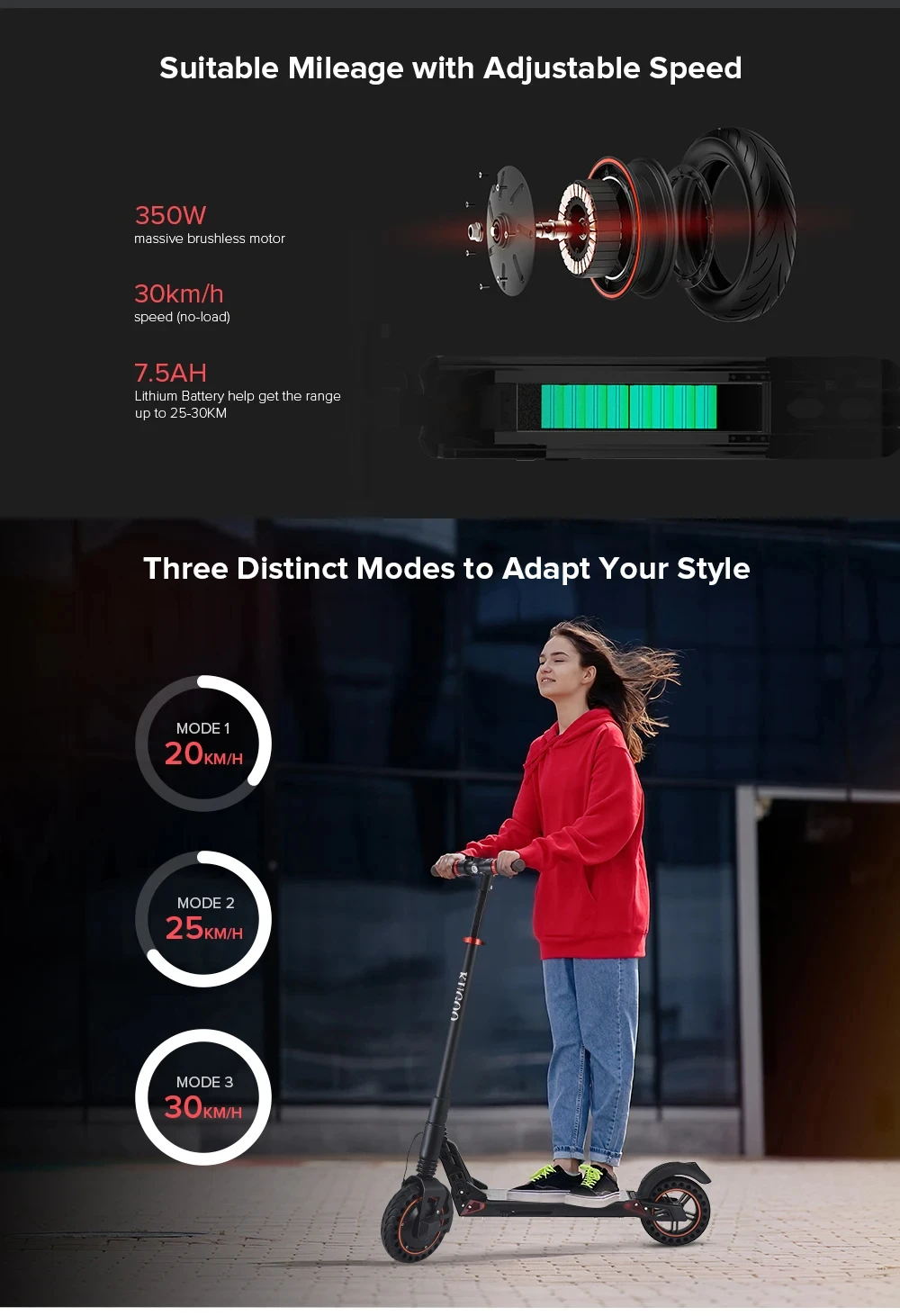 Kugoo S1 Plus 2023 Folding Electric Scooter 8 Inch Max 30km/h 3 Speed ...