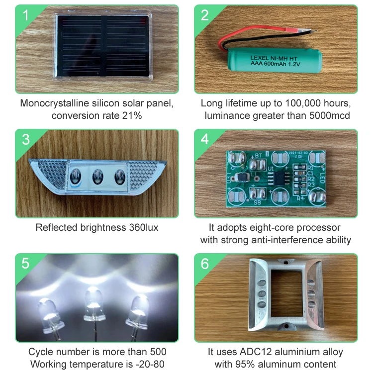 Aluminum Double Or Single Sided Solar Led Cat Eye With Reflectors Solar ...