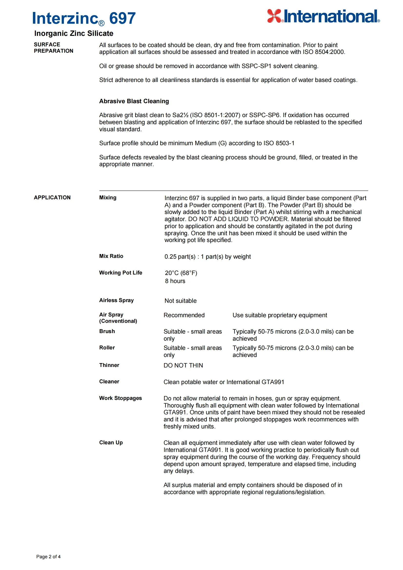 Akzonobel International Paints Interzinc 697 - Buy Inorganic Zinc ...