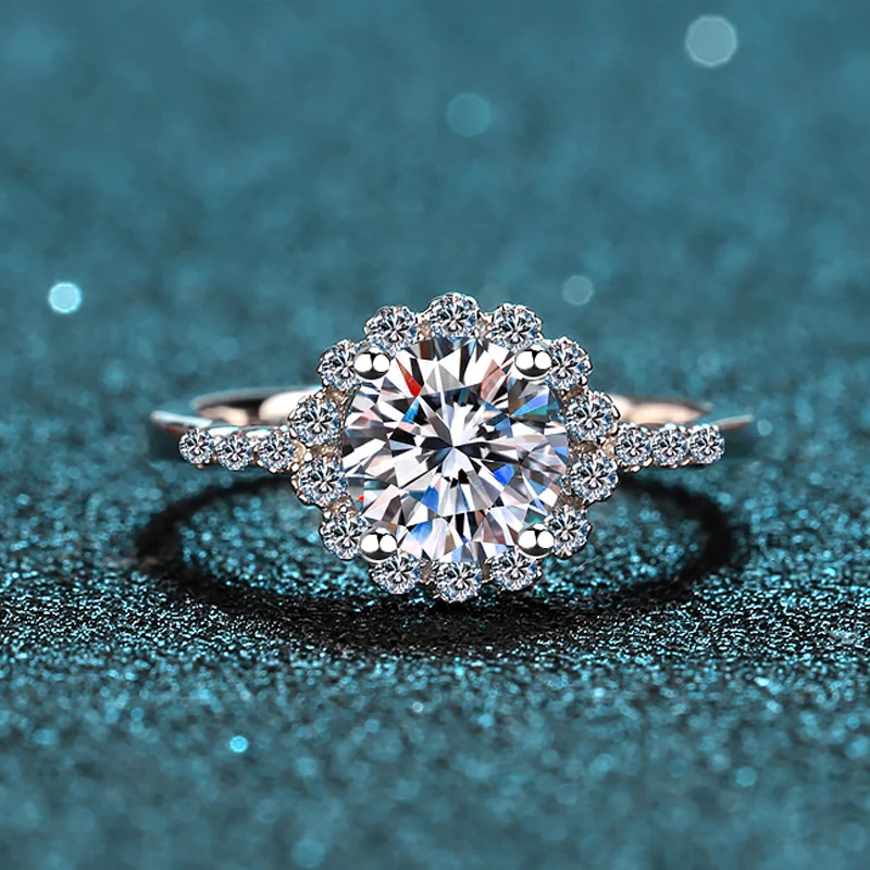 Wholesale Fine Jewelry 925 Sterling Silver Lab Grown Diamond Luxury 1 CT High Quality Moissanite Wedding Rings For Women s