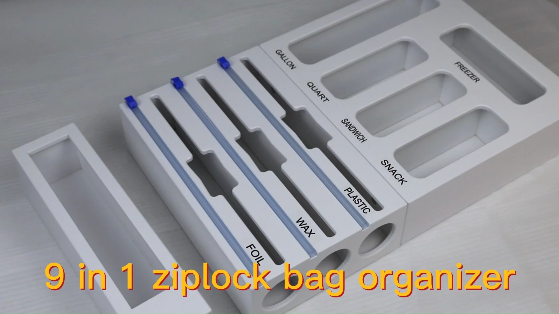 Plastic Wrap Dispenser With Cutter And Zip Lock Bag Organizer 9 In 1 ...