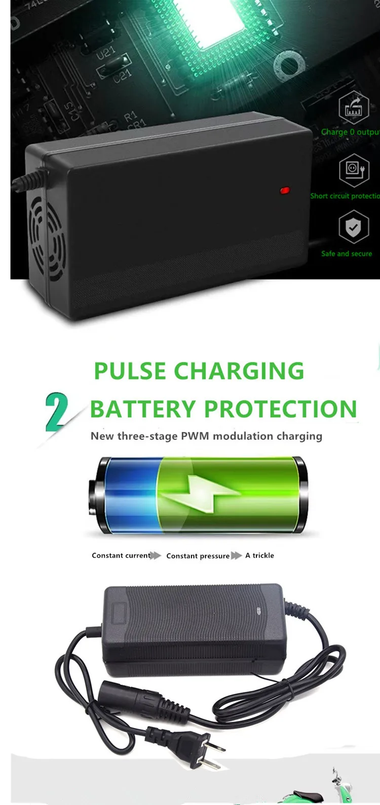 Universal 48V Lithium Battery Charger for Electric Bikes