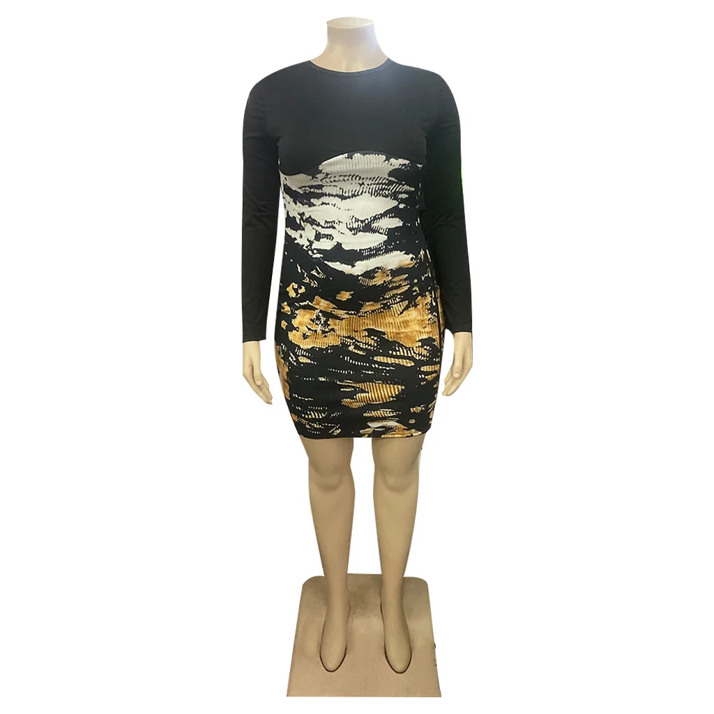 D230017 Latest Plus Size Dress Fitness Long Sleeve Casual Women Bodycon ...