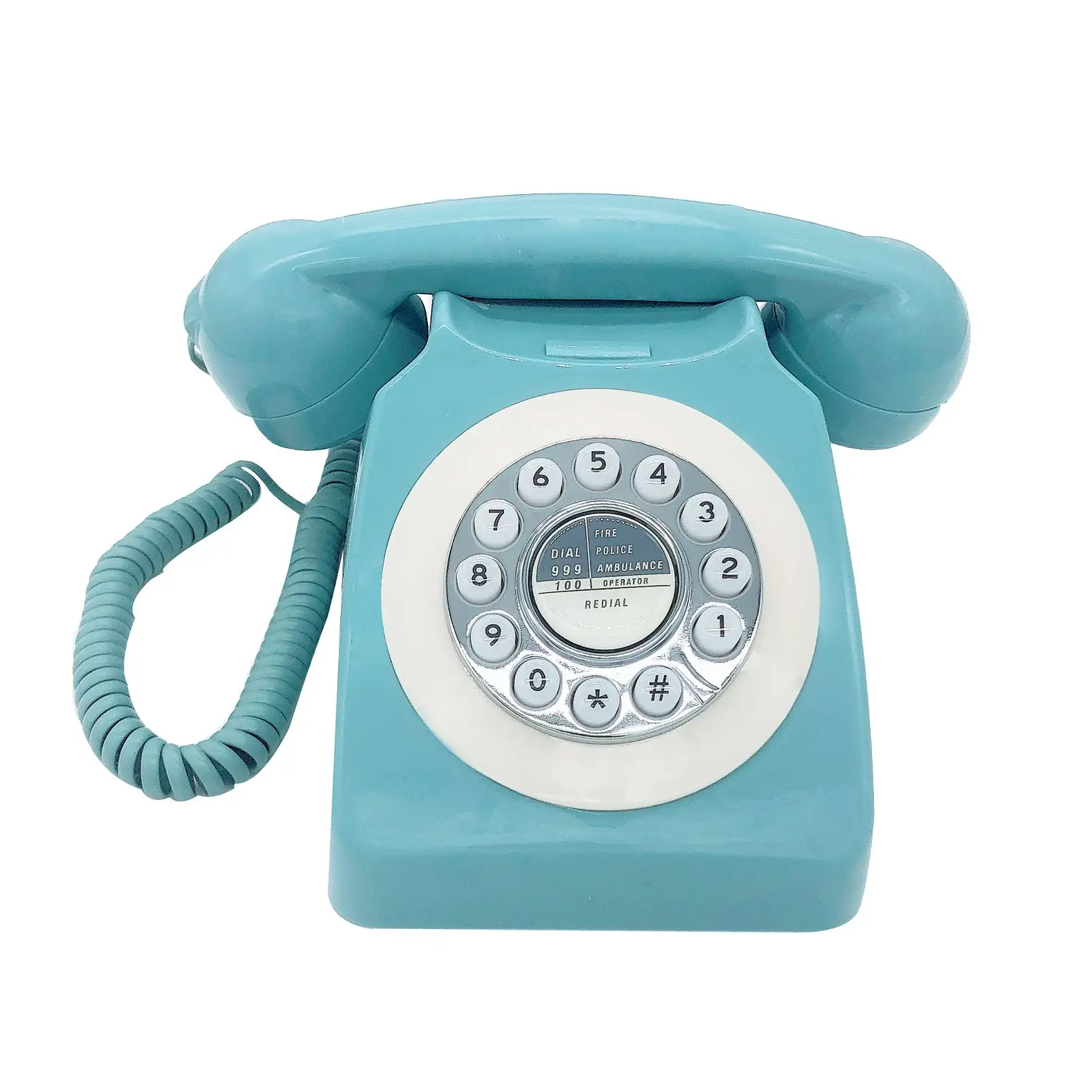 Blue Corded Phone - Retro Telephone Style from 1960s