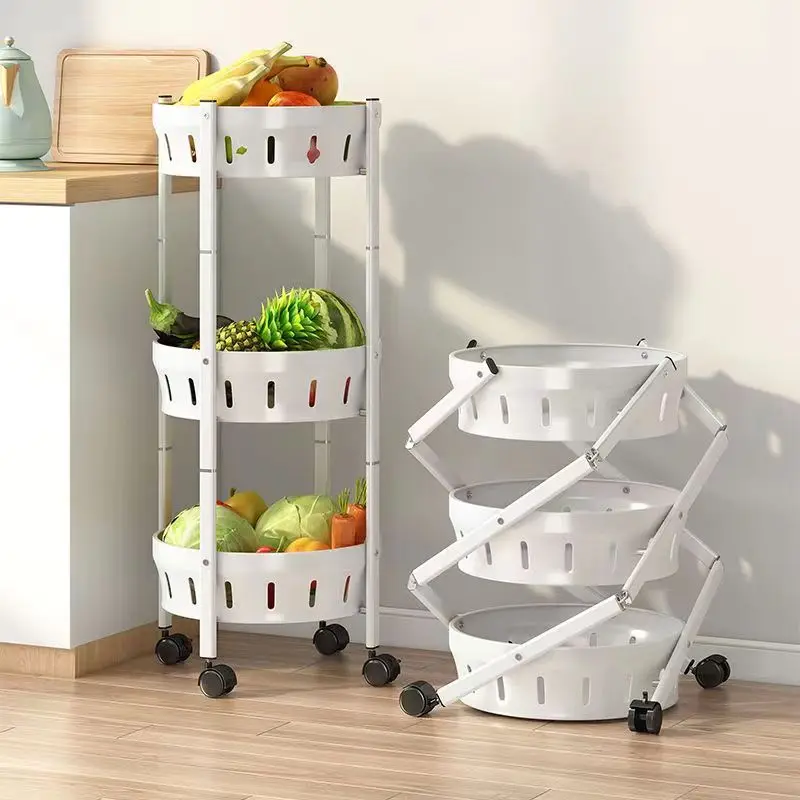 Kitchen Rotating Shelf 360 Degree Baskets Fruit Vegetable Storage Rack ...