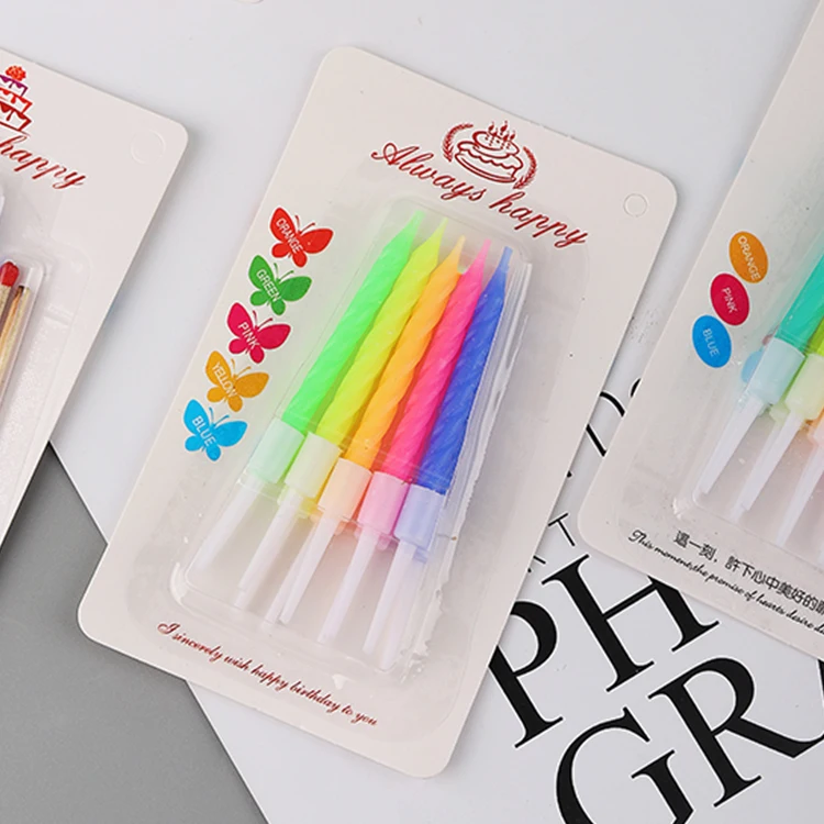 Colorful Solid Slender Threaded Birthday Cake Small Thread Candles ...