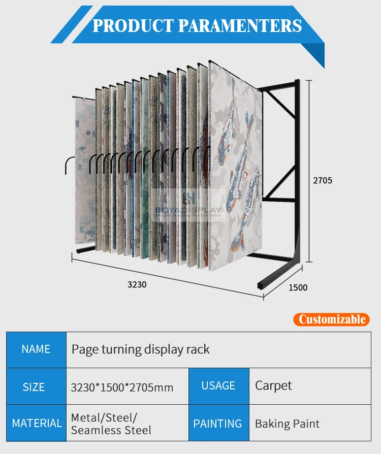 Custom Page Turning Wing Rug Saxony Metal Frame Stand Fabric Carpet ...