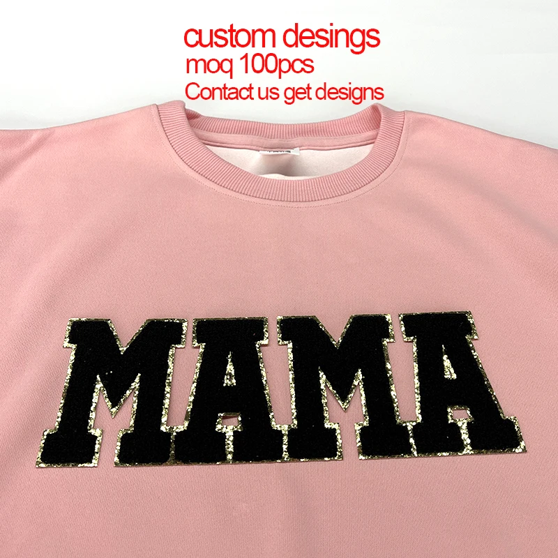 Custom Mama Chenille Patches Embroidery Iron on Glitter Letter Patches ...