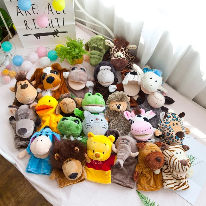 Hand Puppet Toy Animal Gloves With Movable Mouth Plush Doll Cartoon ...