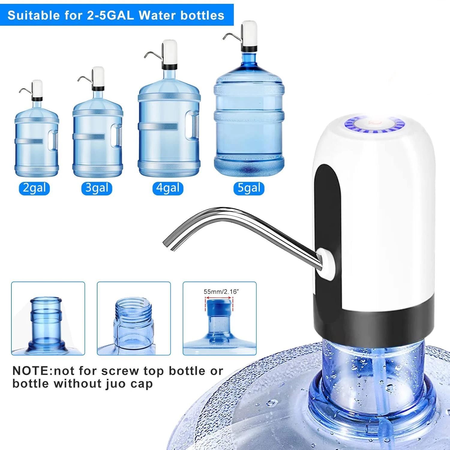 Automatic Rechargeable Water Office Mini Water Gallon Bottle Pump ...