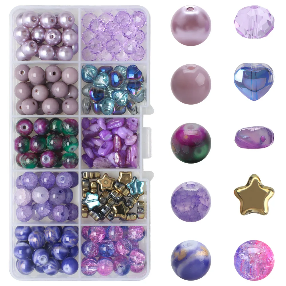 10 Grid Box Gradient Glass Bead Necklace Bracelet Bead Material Set Diy ...
