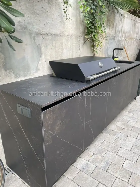 Artisan Customized Pergola Bbq Outdoor Kitchen Polished Concrete ...