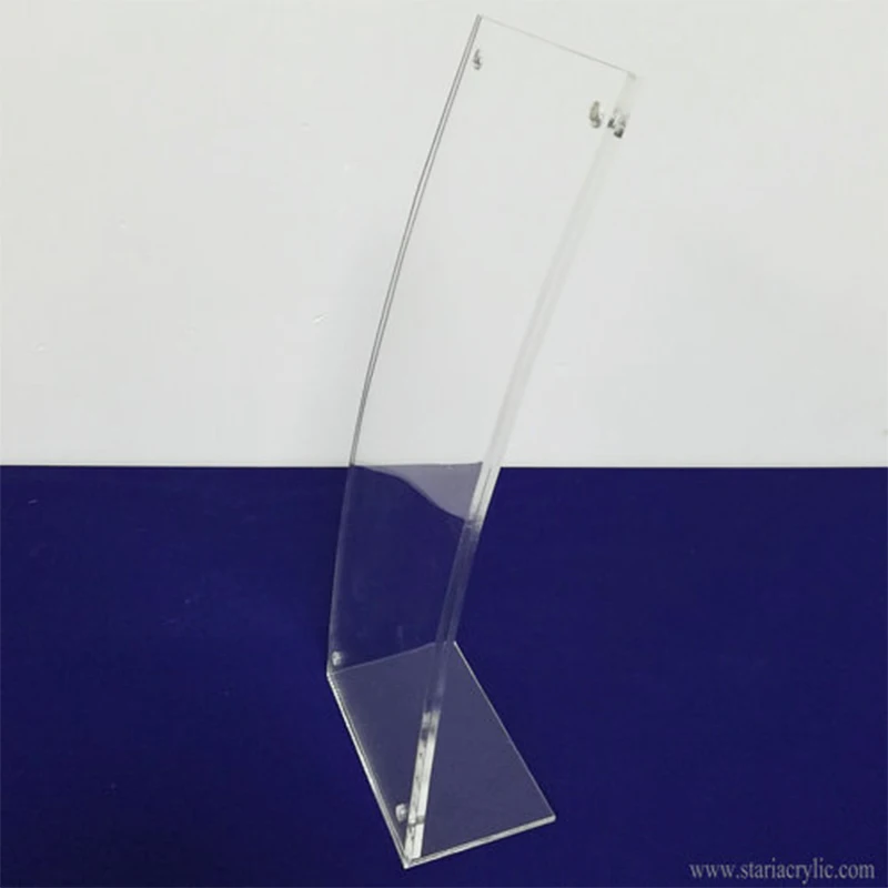 Free Standing Curved Acrylic Tall Sign Holder Clear Acrylic L Shaped ...