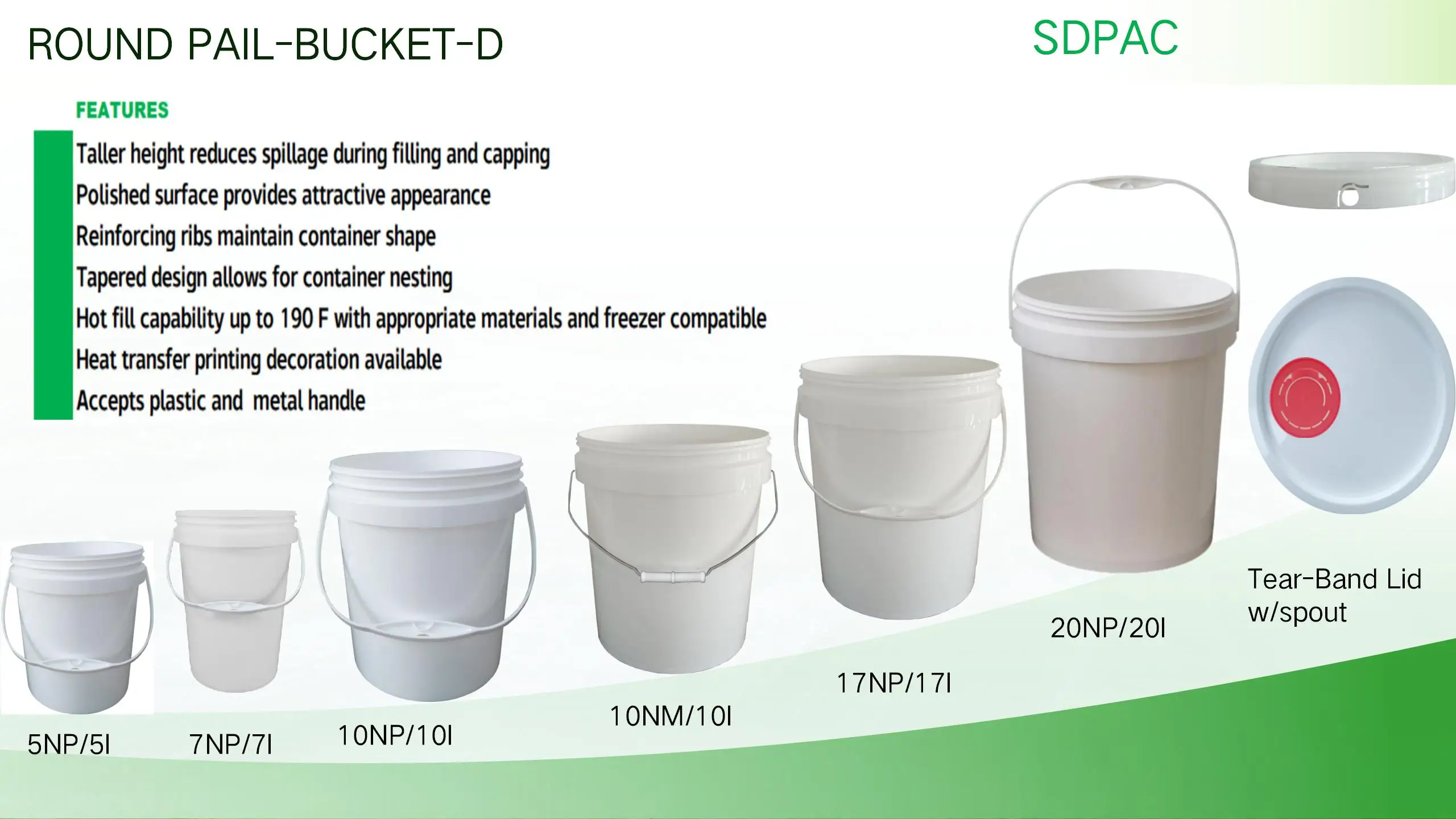 20L Plastic Bucket Pail Handle & Lid Heavy Duty Food Grade BPA Free ...
