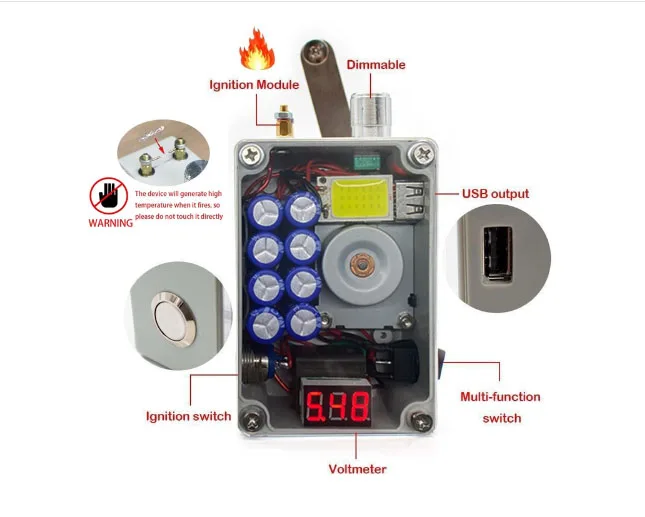 Outdoor Multi-fuction Portable Hand Crank Electric Generator Power Bank ...