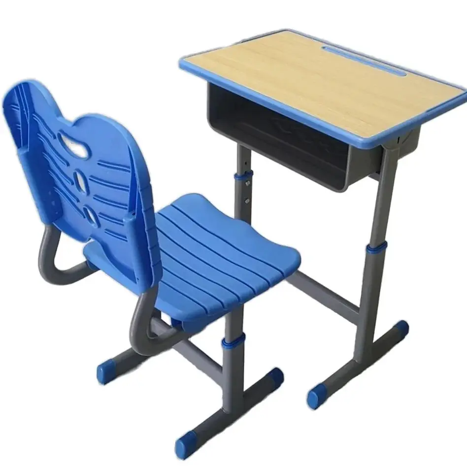 Modern Wood and Steel Student Chair Set with Table and Basket for Home ...
