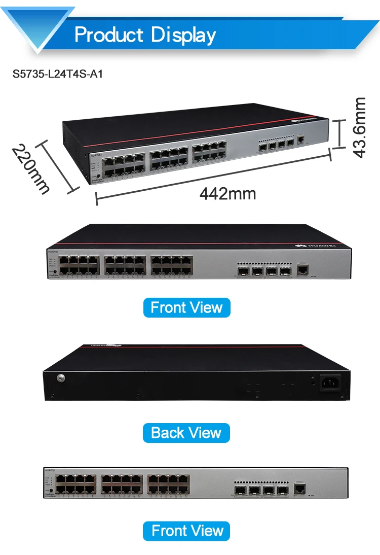S5735-l24t4s-a1 Gigabit Switch 42 Mpps Forwarding Performance 24 X 10 ...