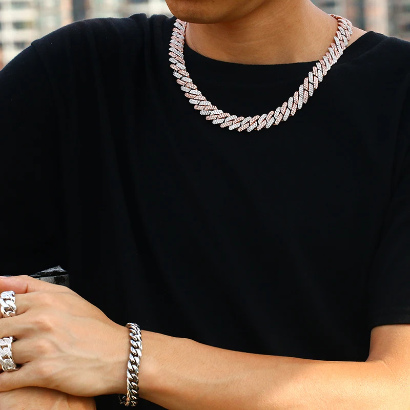 Iced Out 14mm Cuban Link Chain Necklace - 18K & 14K Gold Plated, 5A ...