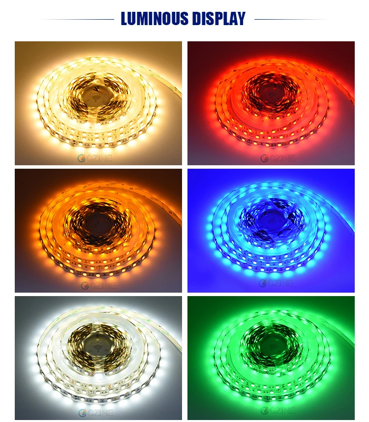 5m 12V 10MM 60LED SMD Leds Strip Light for Car - Cool Warm White