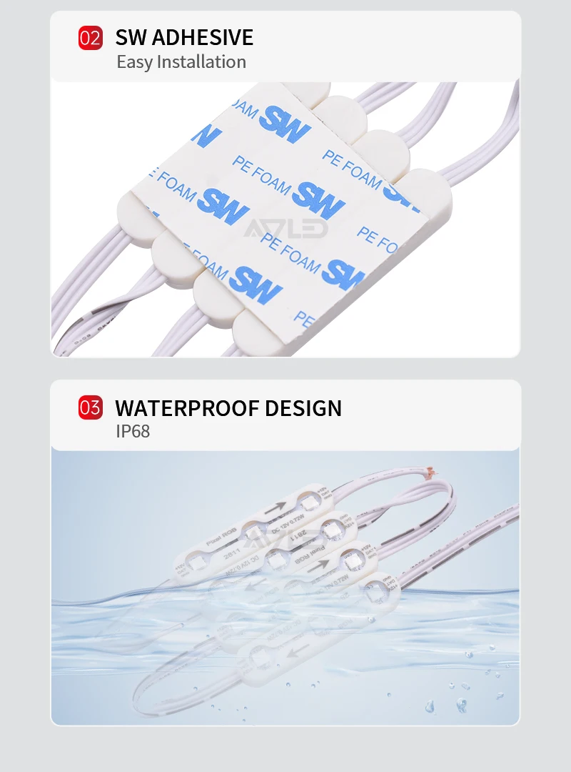 Color Changing Led Rgbic Light Modules Ip67 Square Injection 3 Led 12v ...