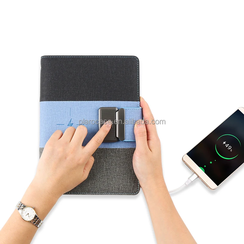 Wireless Charging Fingerprint Lock Notebook With Power Bank - Buy ...