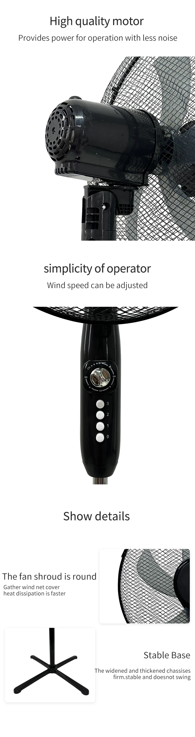 5 Blade 16 Inch Pedestal Fan Home National Electric Floor Fan Cross ...