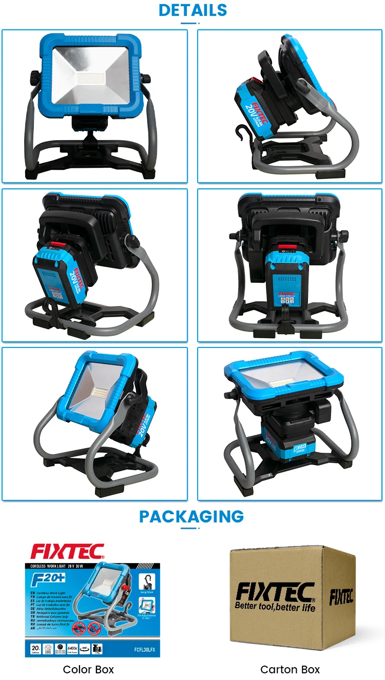 Fixtec Rechargeable Cordless Led Tripod Work Light 30/20/10w Outdoor ...