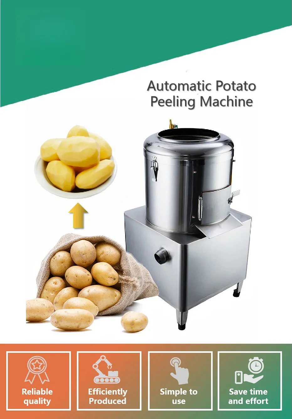Commercial Industrial Electric Stainless Steel Root Vegetable Peeler ...