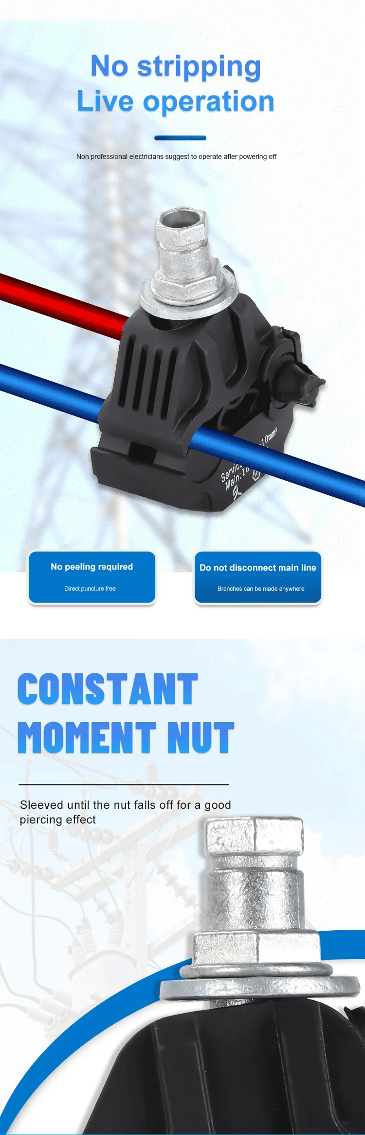 ABC Wire Electrical Insulated Piercing Connectors 1KV