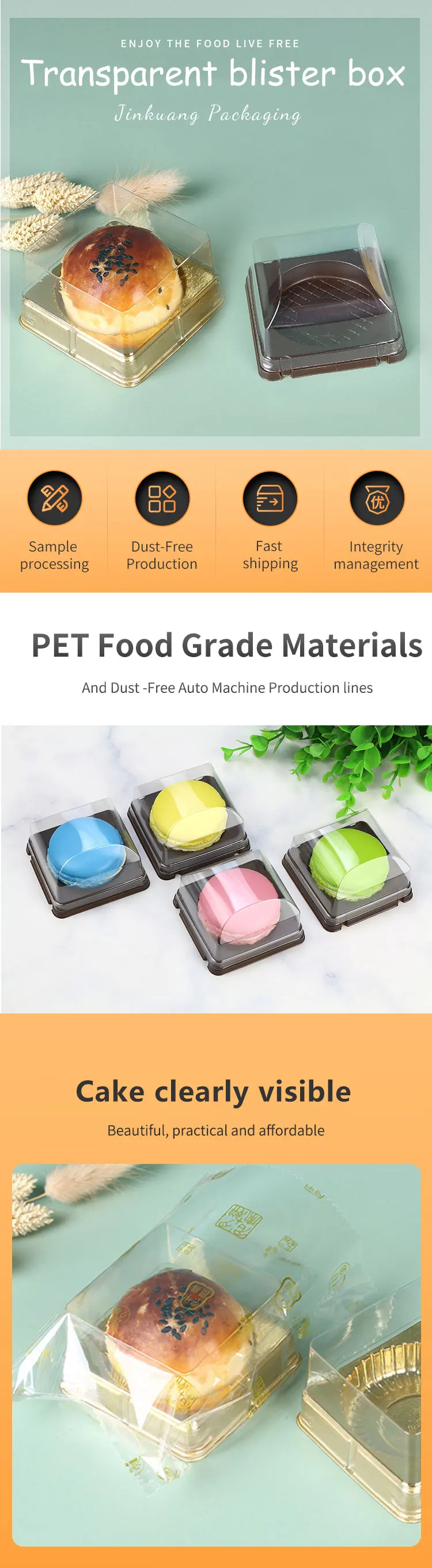 Hot Food Grade Mini Disposable Transparent Pet Plastic Dessert Box ...