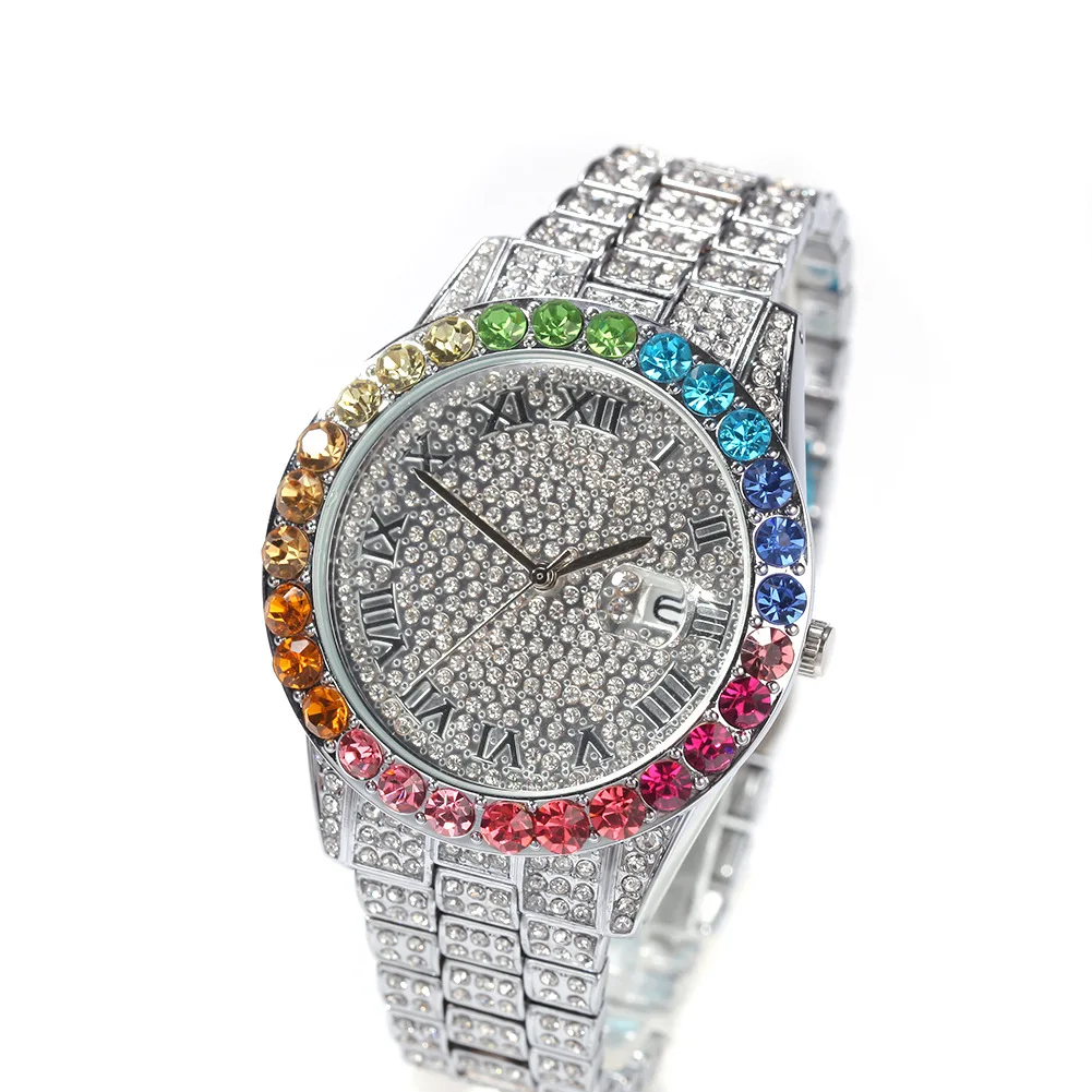 Luxury Iced Out Watch Gold Diamond Quartz Watch For Men Waterproof ...