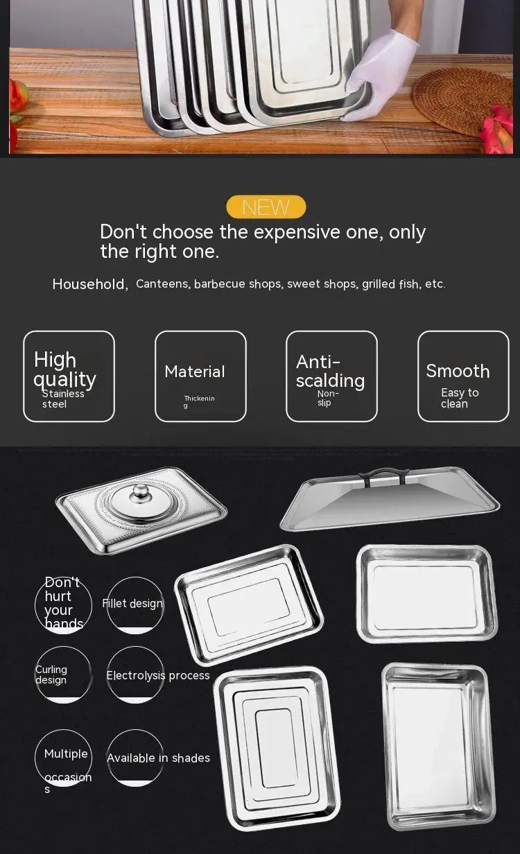Stainless Steel square Food Tray Chinese Daily Food Tray, Baking Tray ...