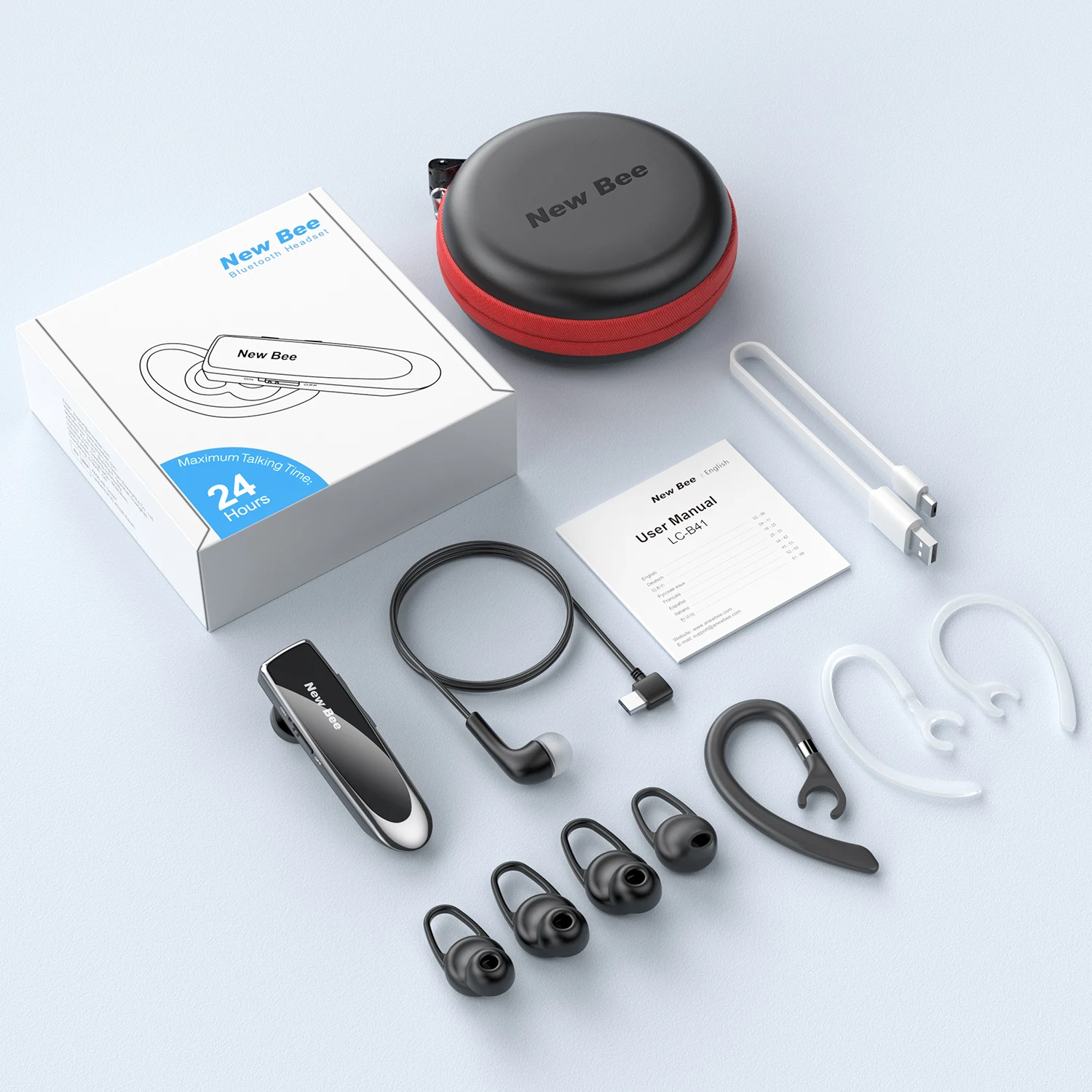 New Bee Lc-b41 Bluetooth 5.0 Type C Hands Free Earpiece Headset Noise ...
