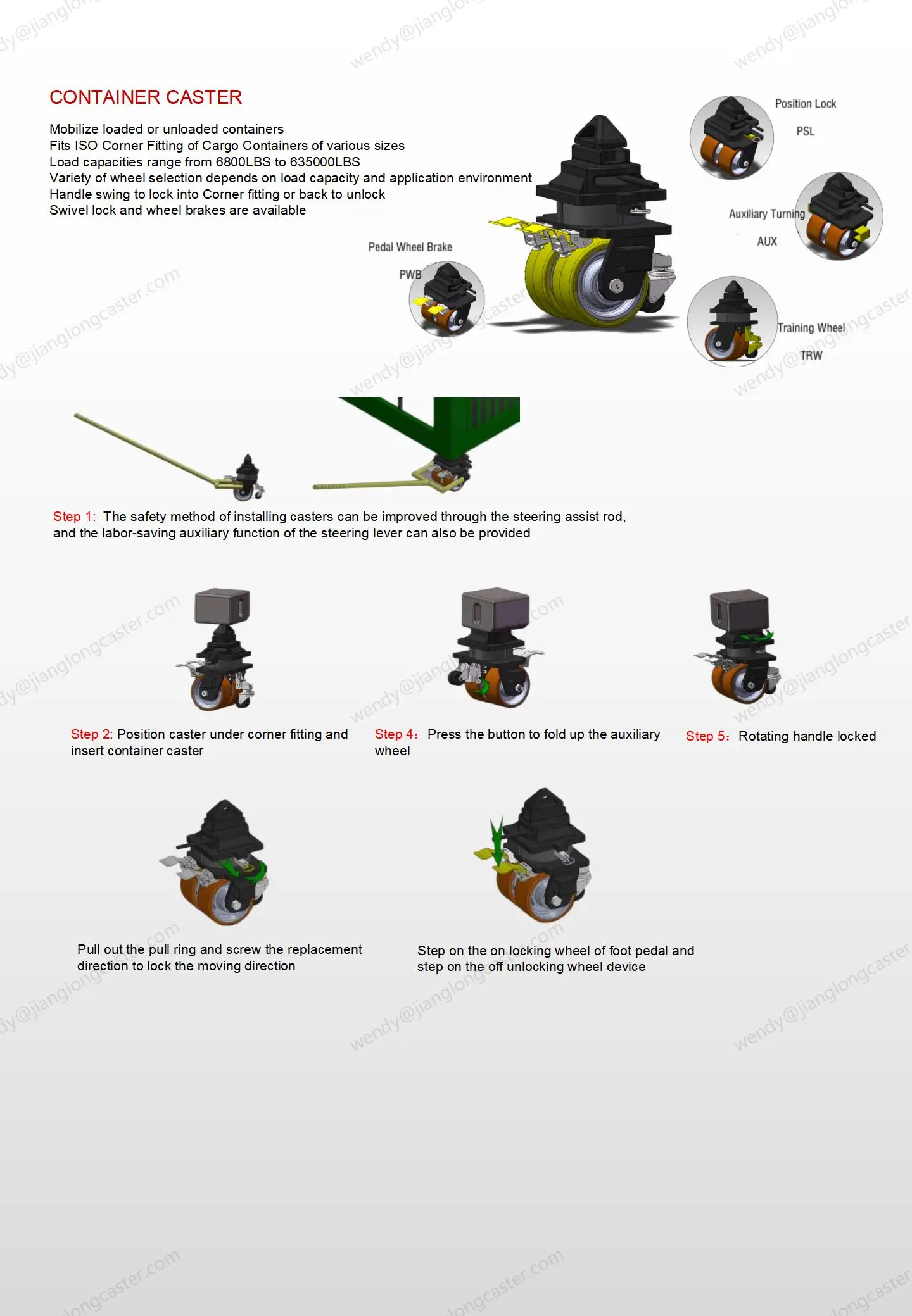 Mobility Shipping Container Castor Wheels - Durable & Customizable