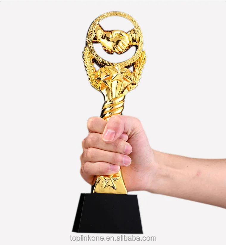 2023 Crystal Base Handshake Trophy - Customized Gold Plated Resin ...