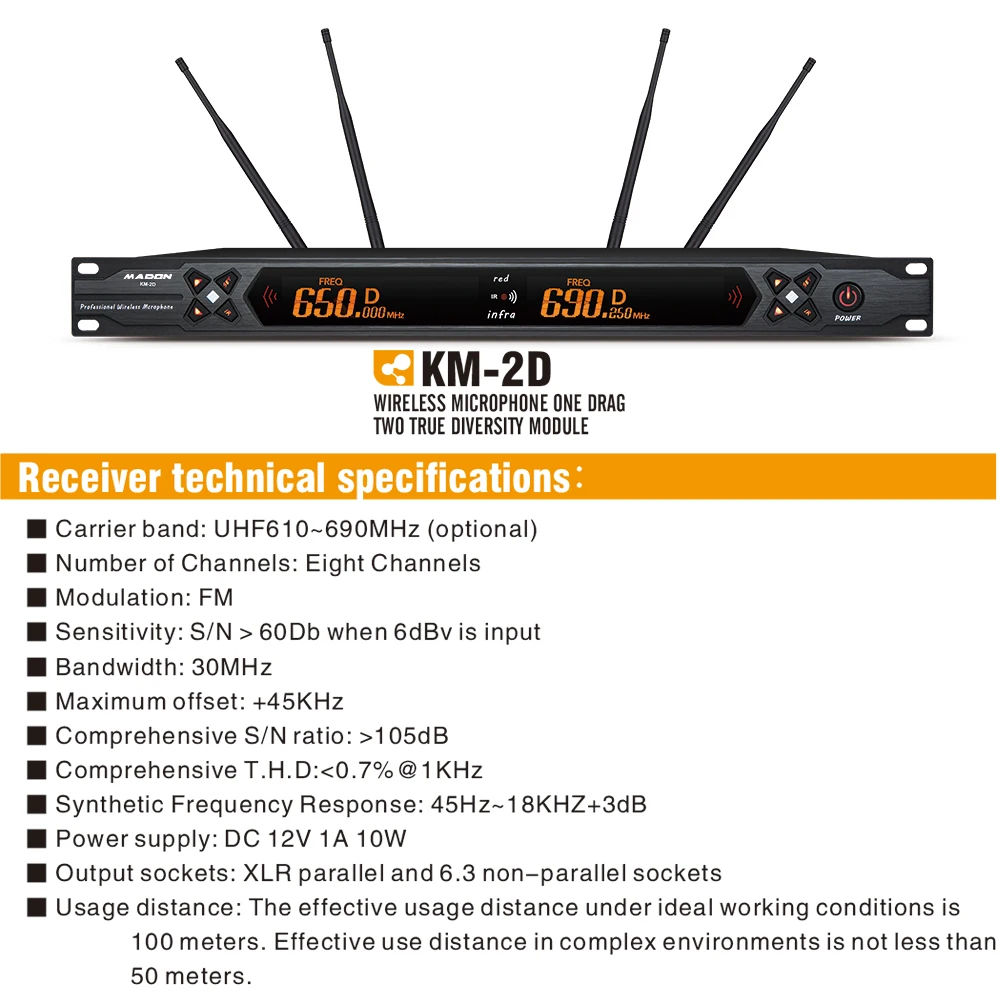 Madon Professional MIC KM-2D Series One Drag Two Module Digital ...