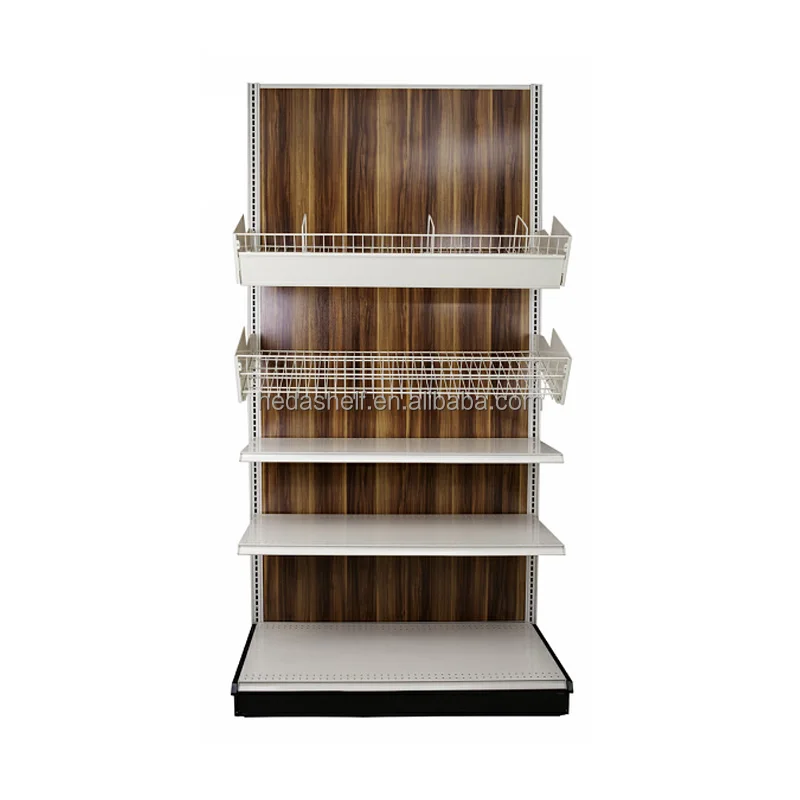 Custom Sized Steel And Wood Retail Store Display Shelf Double Sided ...