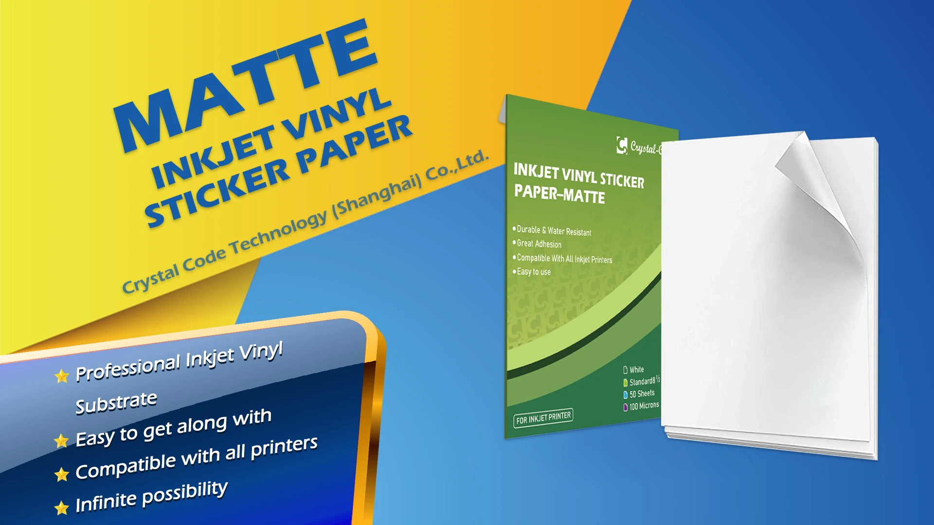 Waterproof 8.5*11 Inch A4 Vinyl Matt Inkjet Paper Inkjet Pet Sticker ...