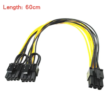 60cm Pci-e Pcie 6pin Male To Dual 8pin 6+2pin Male Adapter Cable ...