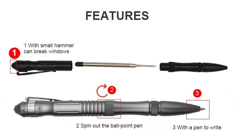 Custom Multi Function Pen Self Defense Tactical Pen With Logo - Buy ...