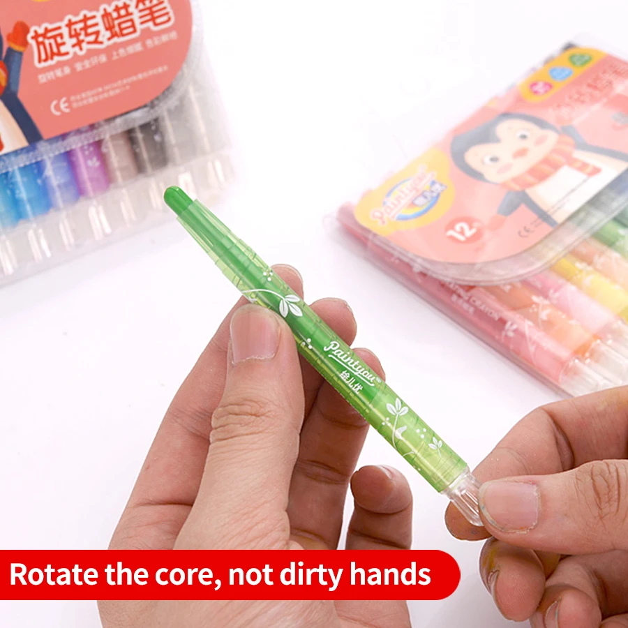 18 Color 810 Rotating Crayon Plastik Crayon Bucan Children Use Non ...