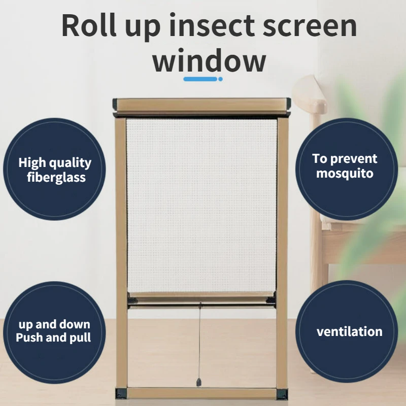 Standard Model Retractable Rolling Insect Screen Window Aluminum Frames ...
