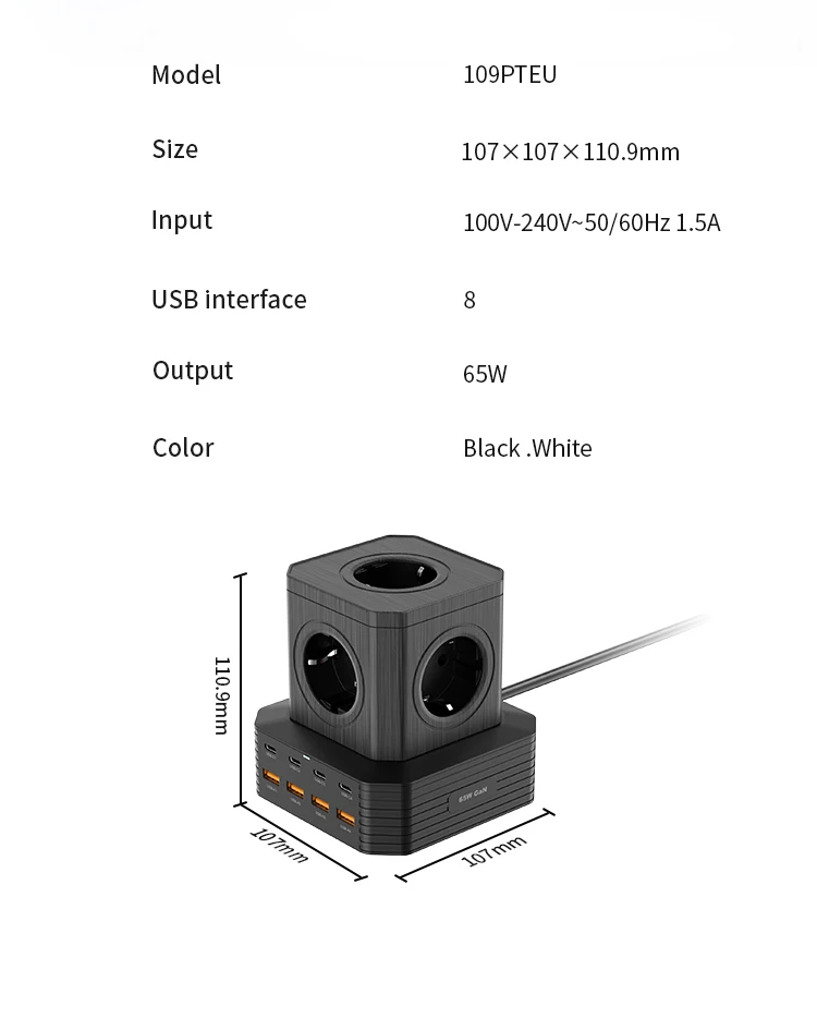 Hot Sale Gan Charging Station Tower Power Strip Ac Socket Us Eu Plug Pd ...