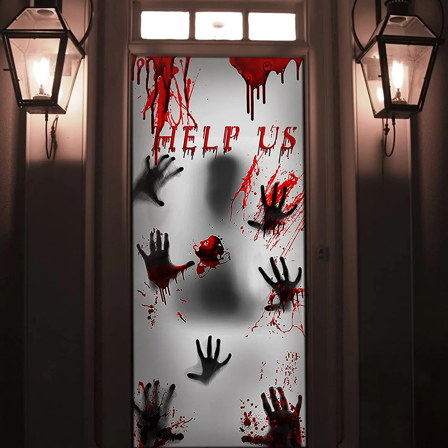 Plastic Halloween Scary Bloody Handprints Window Decor | Creepy ...