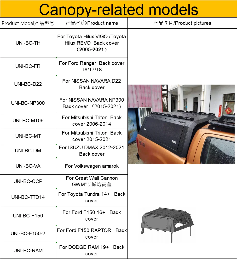 Windows Steel Dual Cab Hardtop 4x4 Pick up Truck Bed Canopy