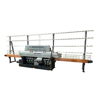 9 Motor Heads Glass Straight Edge Machine For Grinding 45 Degrees Edge ...