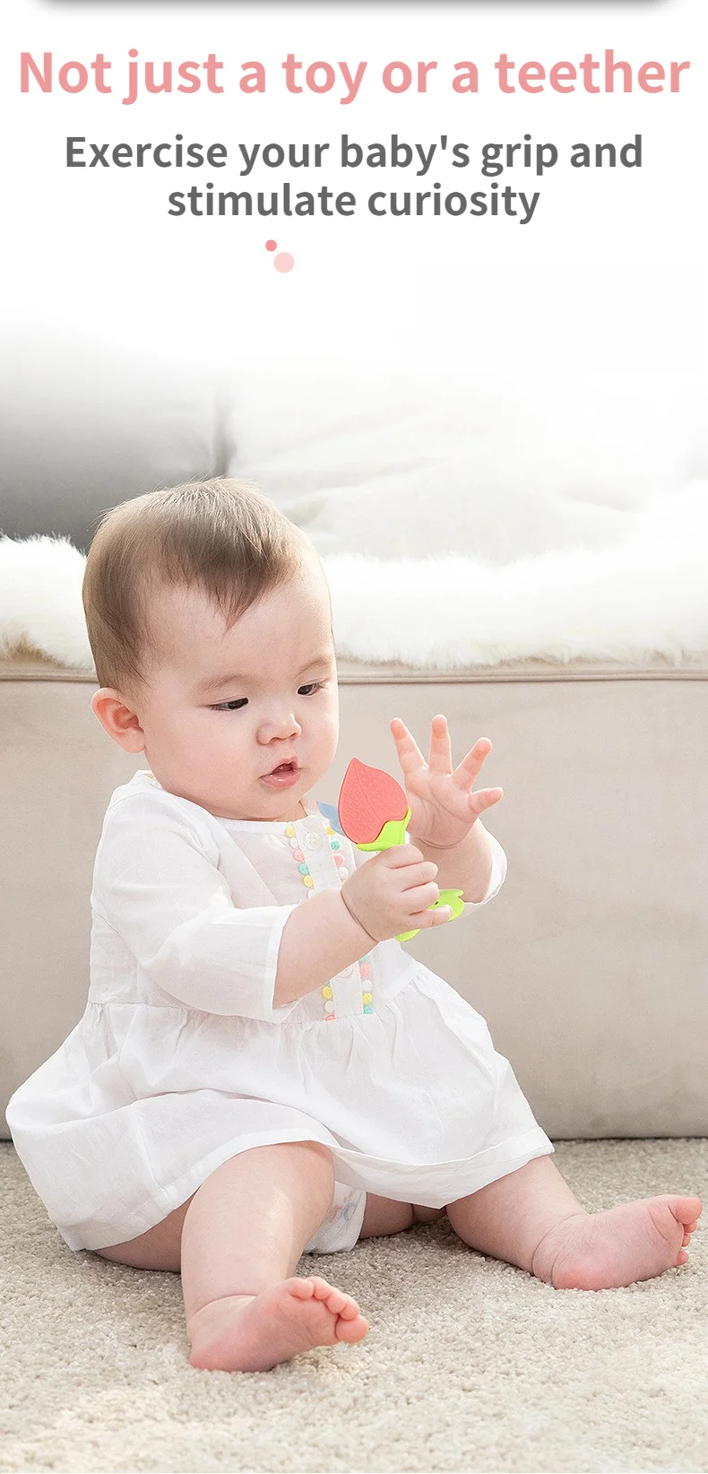 Teethrs Food Grade Approval Fruit Shape Silicone Baby Teether For ...